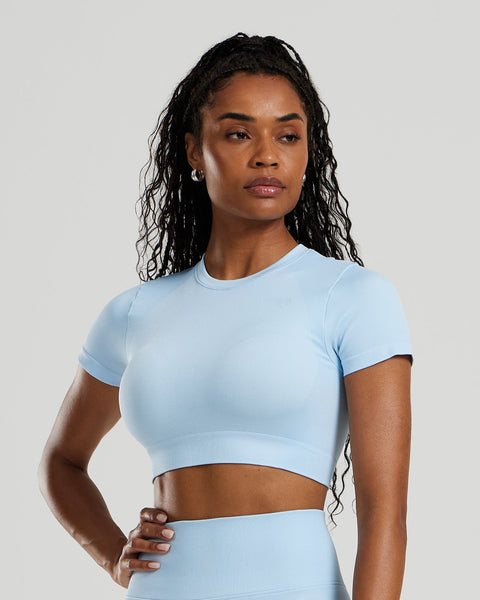 Light Blue Crop Top - Short Sleeve | Women's Best UK